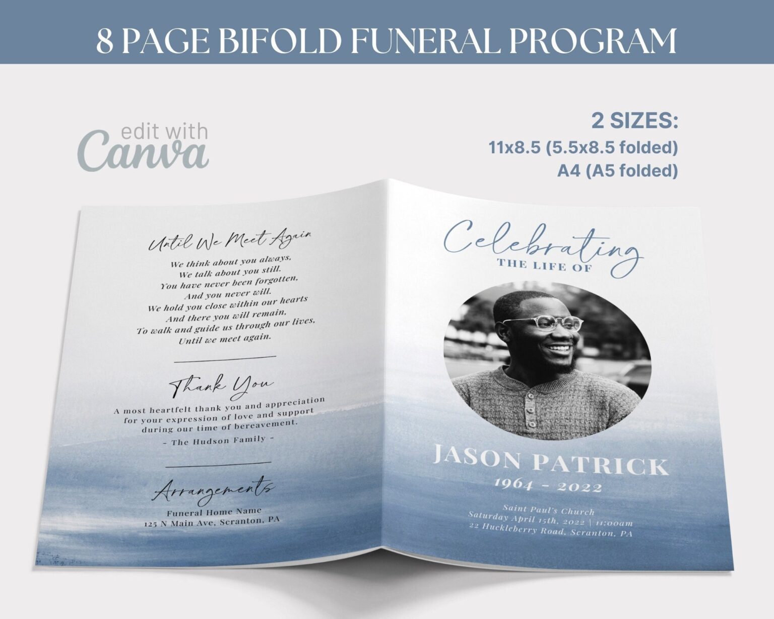 Bi Fold Funeral Program Template - BC Heathers Society